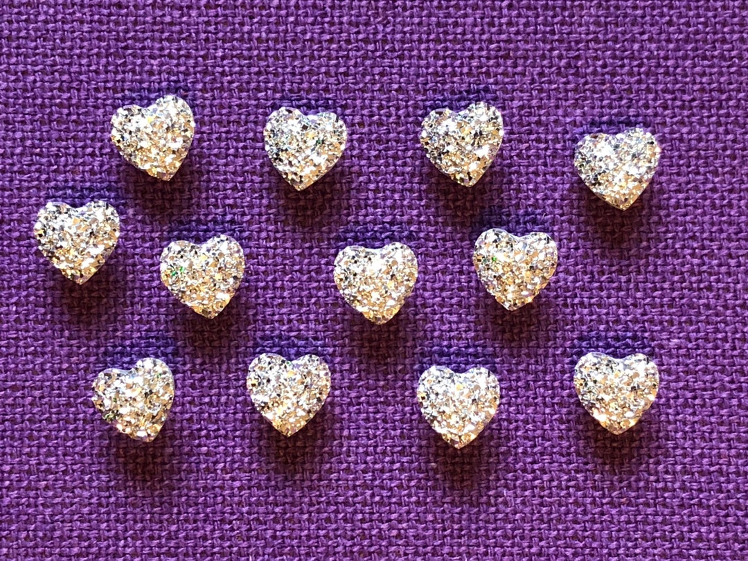 10 Push Pins | Sparkly Heart Pushpins | Glittery Tacks | Cork Board Pin ...