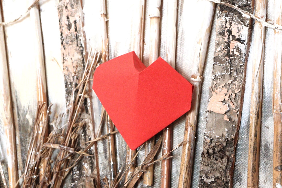 3D Origami Hearts | Hand Folded | Japanese Origami | Red Heart | Table ...