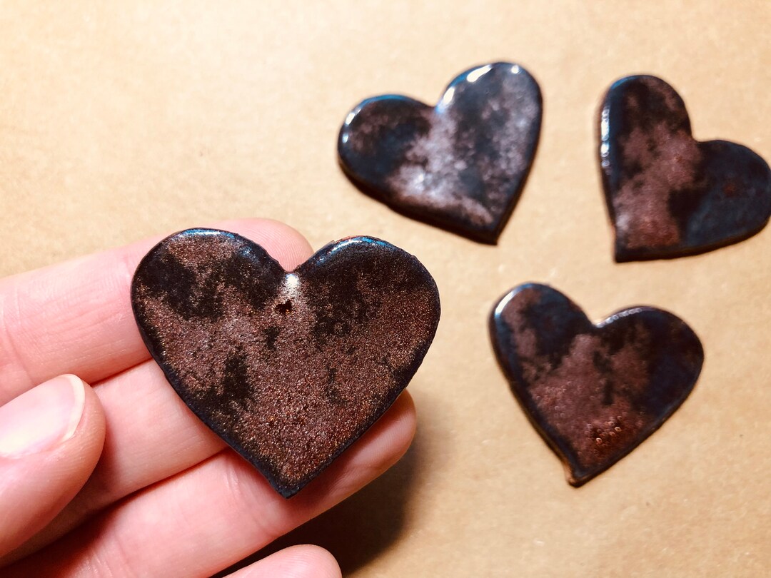 4 Ceramic Hearts | Four Bronze Hearts | Valentines Hearts | Table Decor ...
