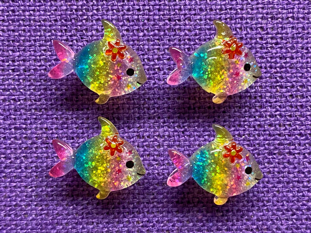 4 Fish Push Pins Sparkly Fish Pushpins Glitter Fish Tacks Cork Board ...