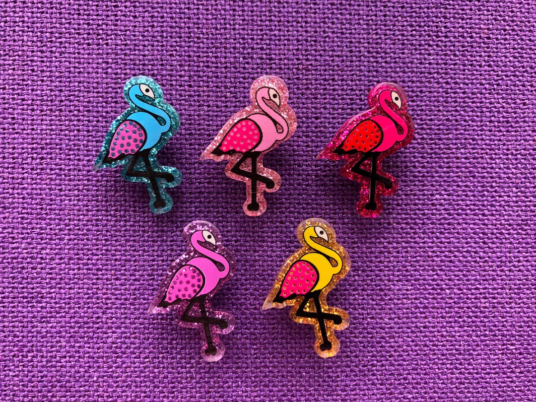 Glitter Flamingo Push Pins | Handmade Bird Pushpins | Glittery Tacks ...