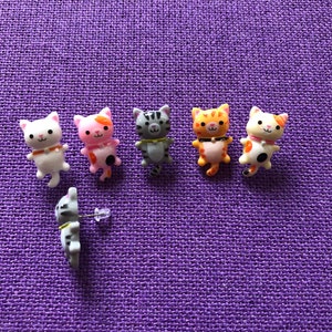 3 Cat Pins | Kawaii Cat Pushpins | Plastic Cat Shaped Tacks | Cork ...