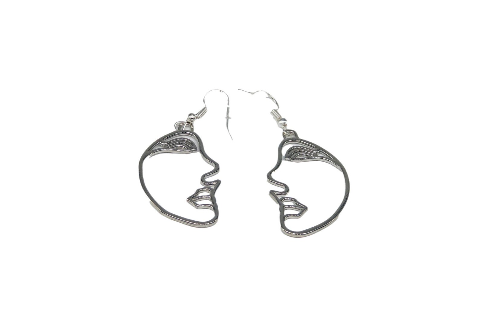 Minimalist Face Earrings Hanging Earrings Silver Tone - Etsy