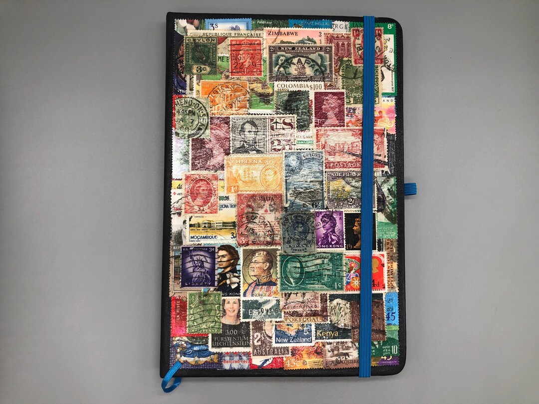 A5 Vintage Stamp Notebook | Stamp Cover Notebook | Lined Notebook ...
