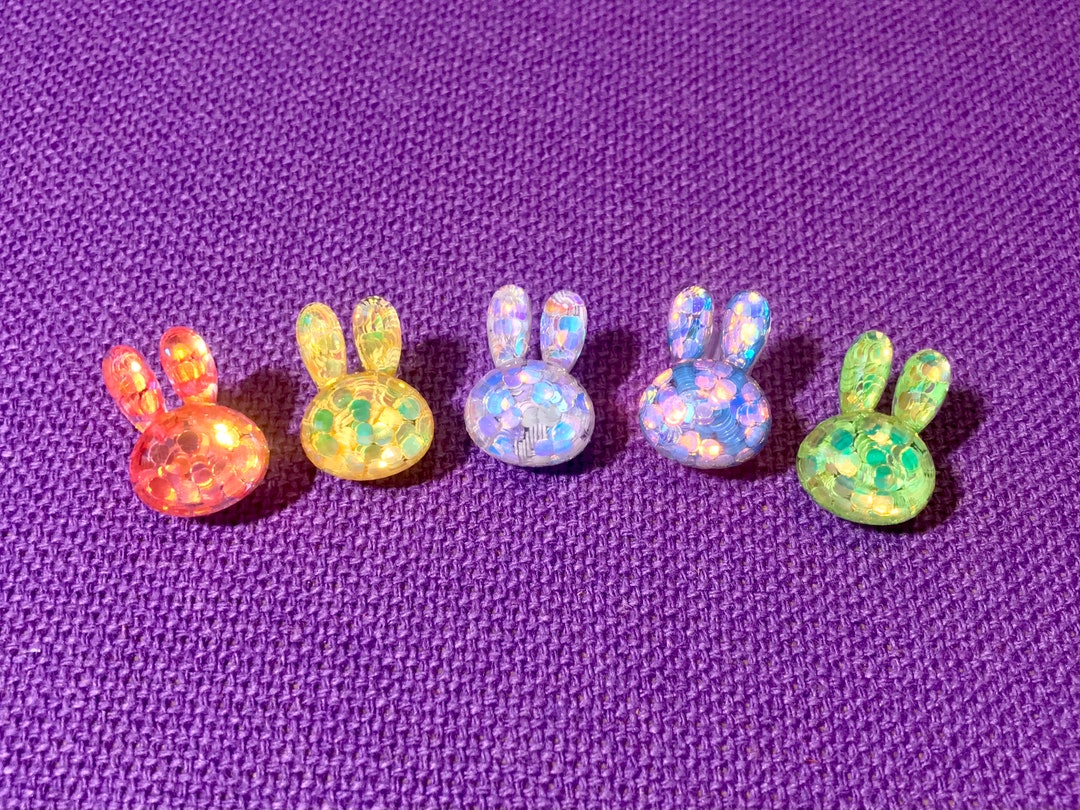 Bunny Push Pins 5 Sparkly Rabbit Pushpins Rainbow Tacks - Etsy