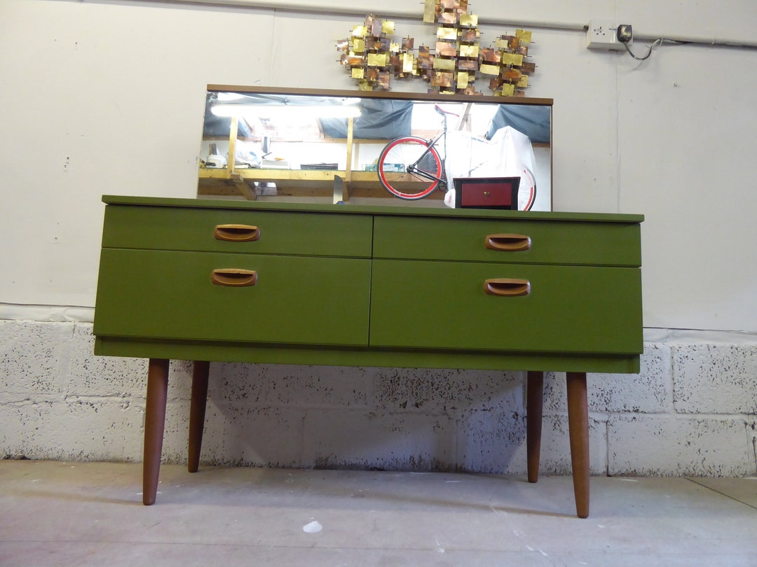 Vintage Mid Centre Hand Painted Restyled Dressing Table in Little Green ...