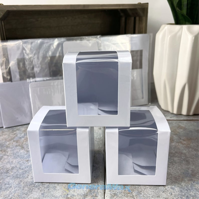 12-PACK Candle Packaging With Clear PVC Window in Front, Small Gift Box ...