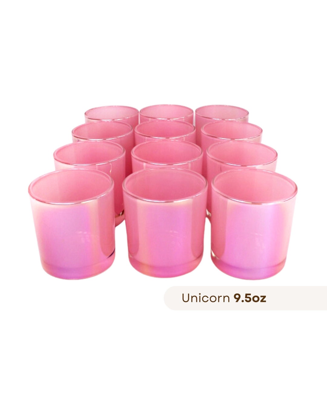 12-PACK 9.5oz Iridescent Pink Glass Jars, IRIDESCENT Glassware, Modern ...