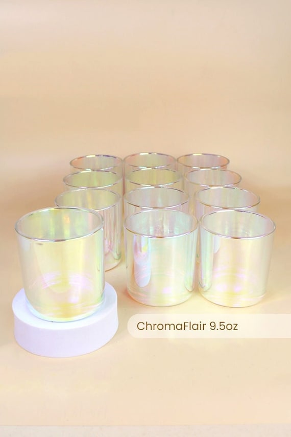 12 PACK 9.5oz. Chroma Flair Candle Jars Candle Vessels Bulk Candle Jars Pack of 12 Iridescent Modern Candle making Jars Iridescent Jars Etsy UK