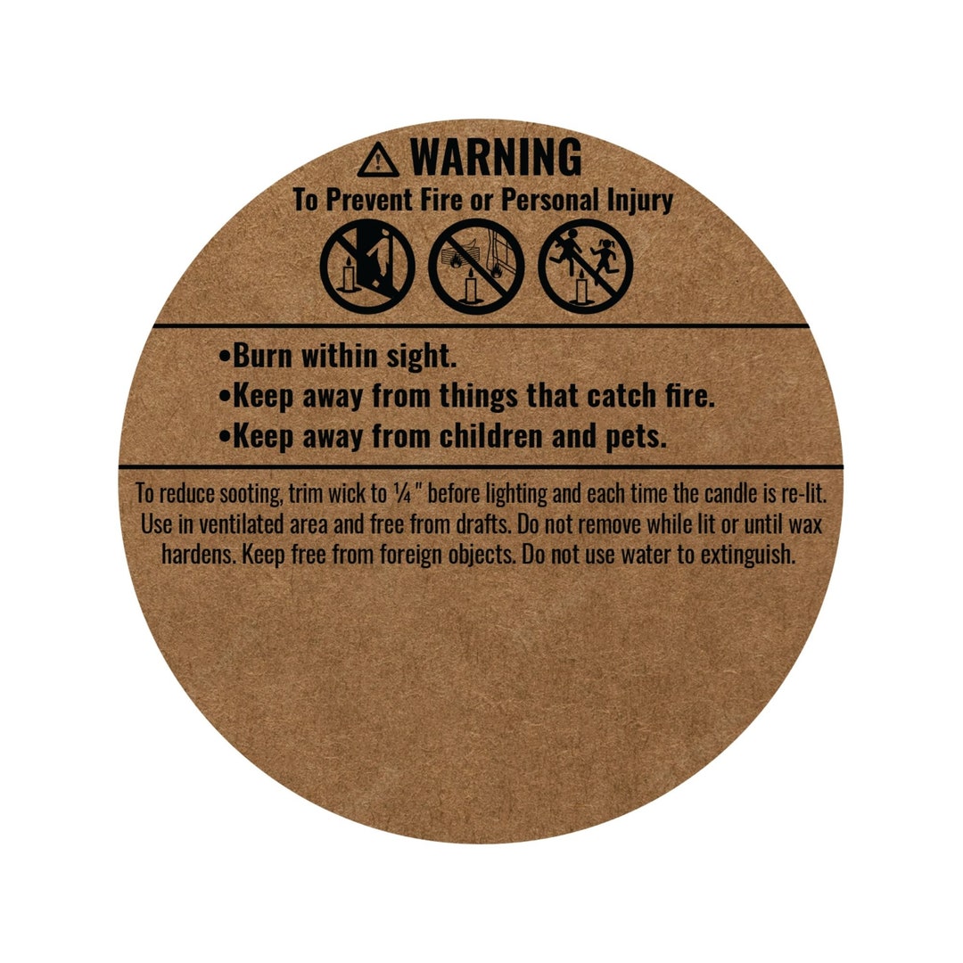 CANDLE Care, Candle WARNING LABEL, Care Instructions, Kraft ...