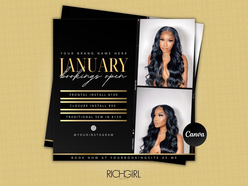 DIY Booking Flyer January Appointments Available Bookings - Etsy