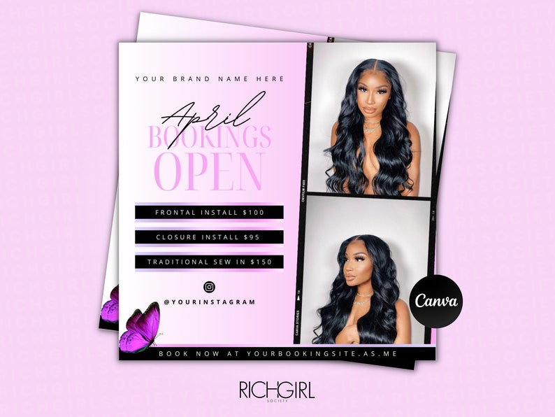 DIY Booking Flyer April Appointments Available Bookings - Etsy