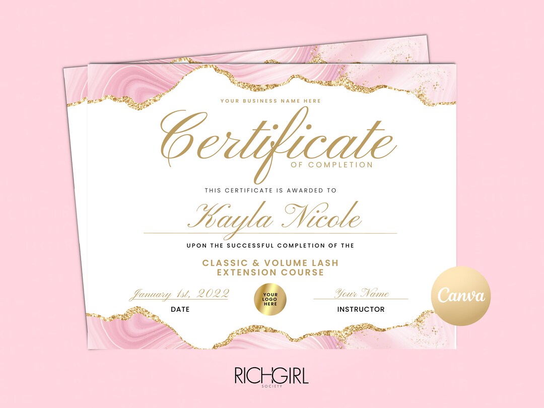 DIY Certificate of Completion, Certificate Template, Pink Printable ...