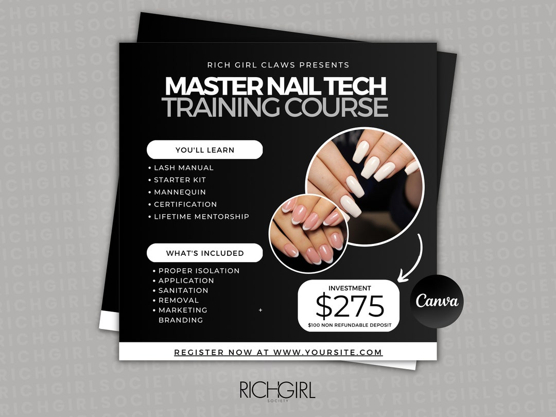 DIY Nail Class Flyer, Nail Training Course Flyer, Nail Tech, Social ...