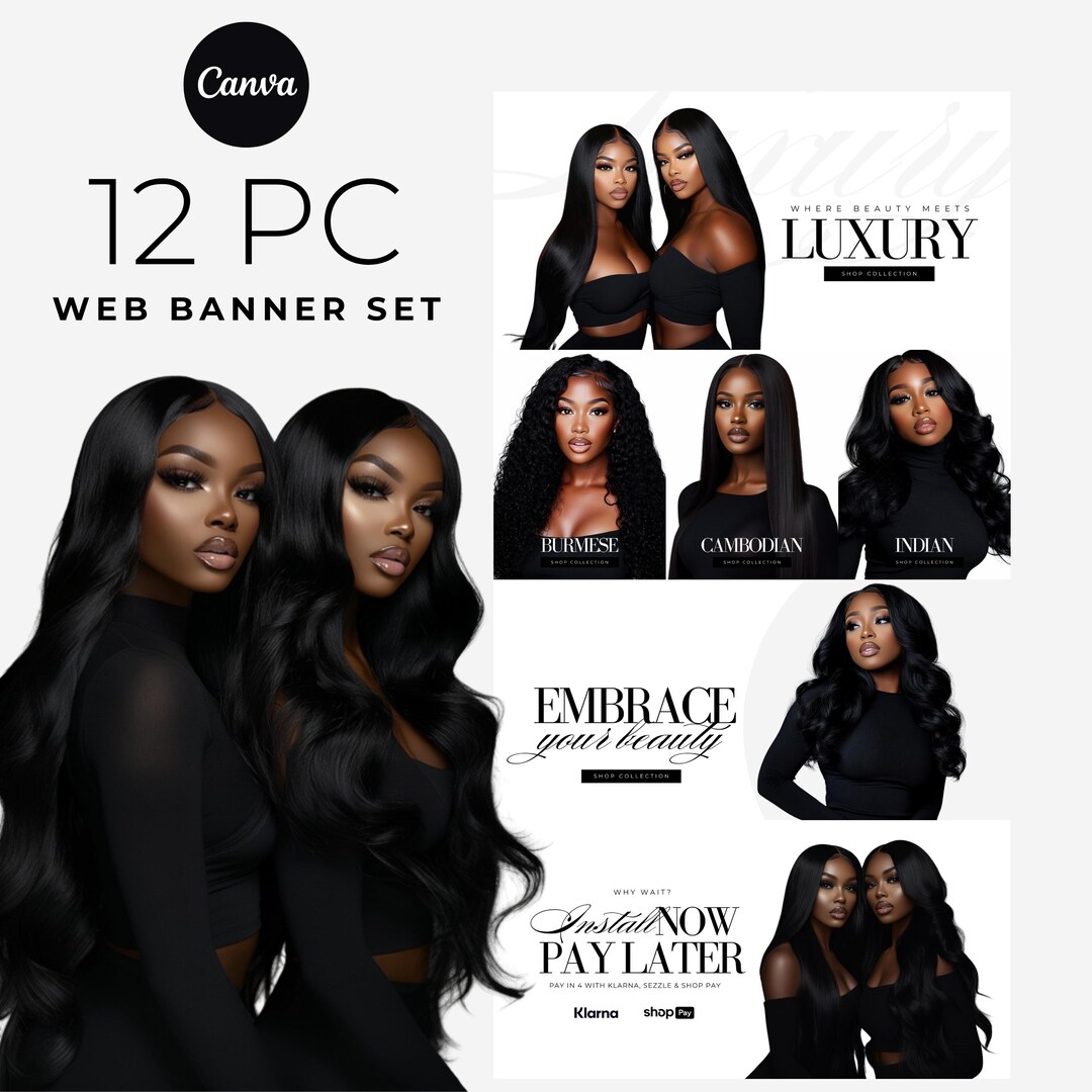 Hair Website Banners, Hair Website Template, Shopify Hair Website ...
