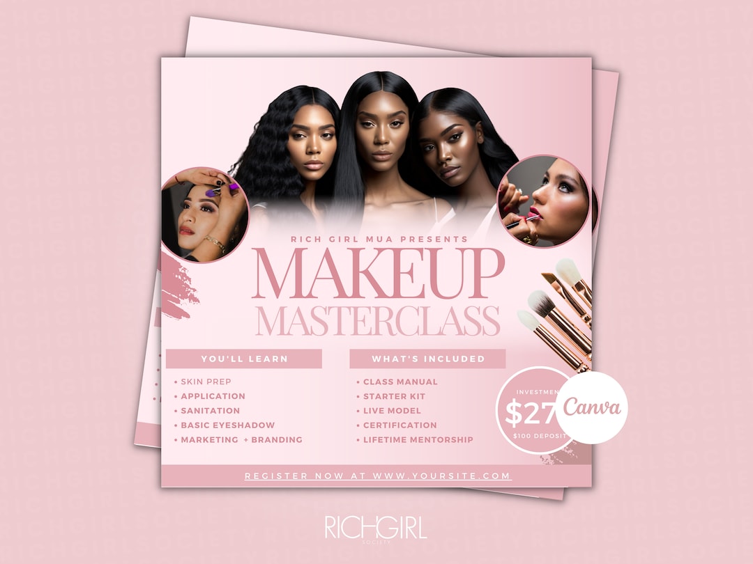 DIY Makeup Class Flyer: MUA Training Canva Template (1080x1080 PX) - Etsy