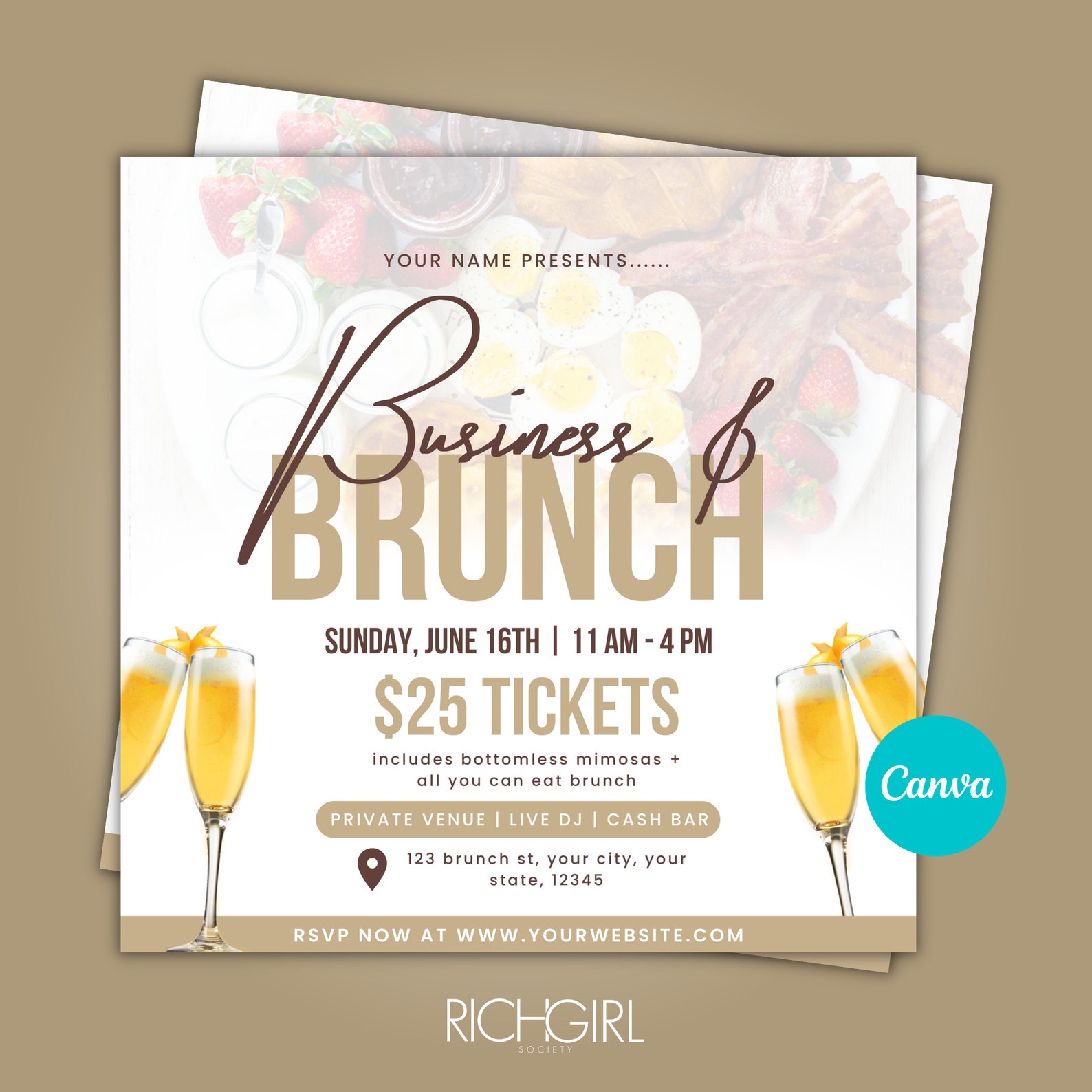 DIY Brunch Flyer Brunch Invitation Business Webinar Flyer - Etsy