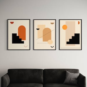 Boho Set of 3 Canvas Wall Art / 3 Geometric Boho Poster Prints ...