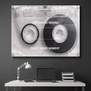Life Has No Rewind Cassette - Motivational Quote Canvas Wall Art Poster ...