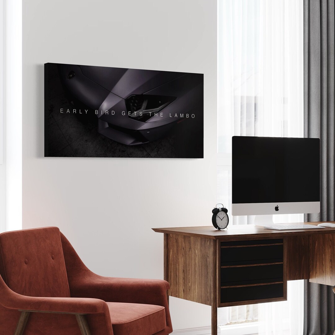 Lamborghini - Early Bird Gets Lambo Canvas Wall Art, Motivational Car ...