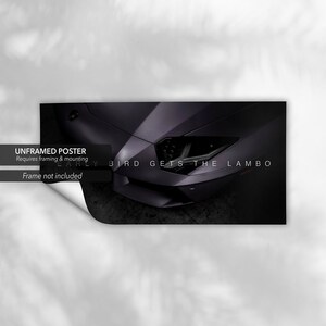 Lamborghini Early Bird Gets Lambo Wall Art Motivation Office Wall Decor ...