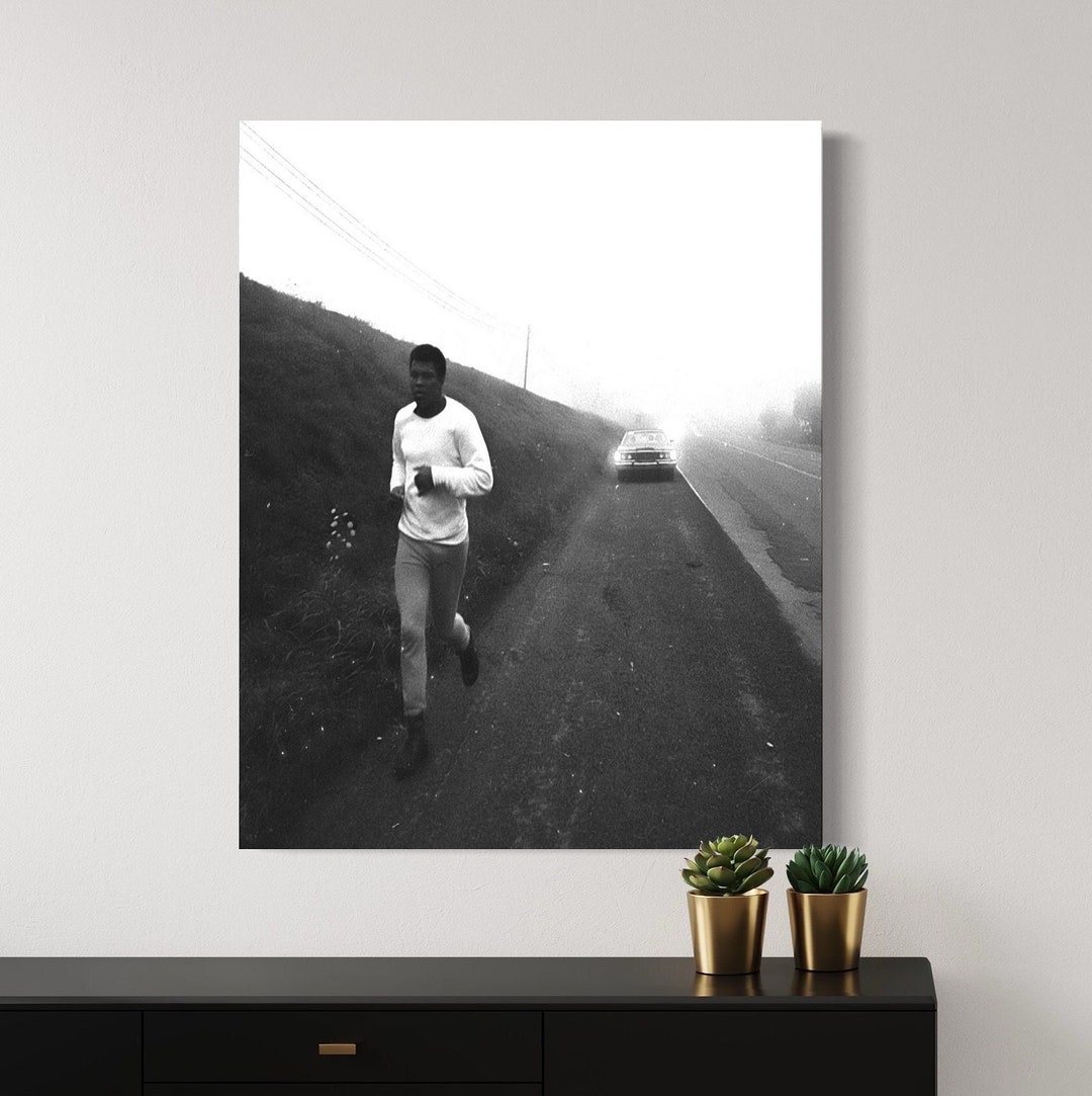 Muhammad Ali - Running Along the Side of the Road Canvas Wrap, Boxing ...