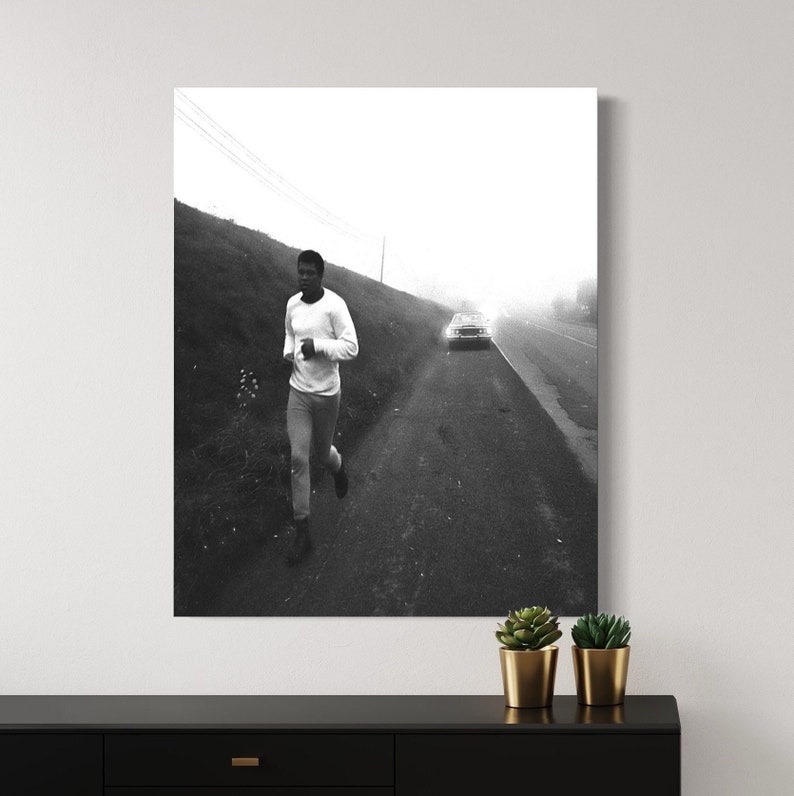 Muhammad Ali Running Along the Side of the Road Canvas Wrap, Boxing ...