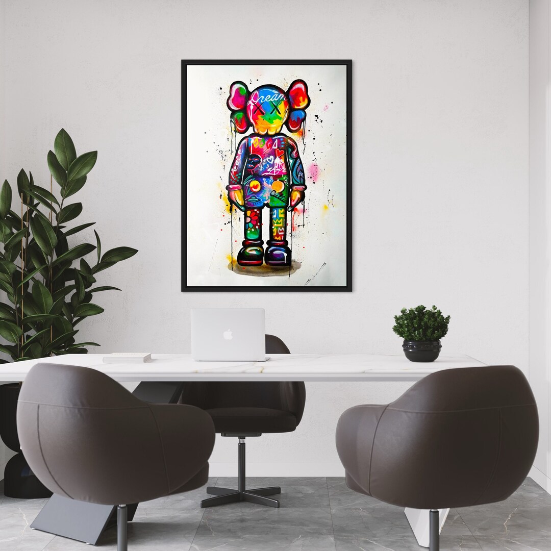 Kaws Companion Figure Canvas Wall Art | Kaws Colorful Graphic Poster ...