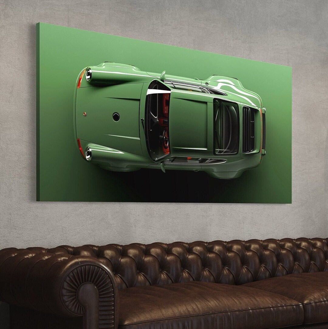 Green Porsche 911 Sports Car Canvas Wall Art Poster Print, Motivational ...