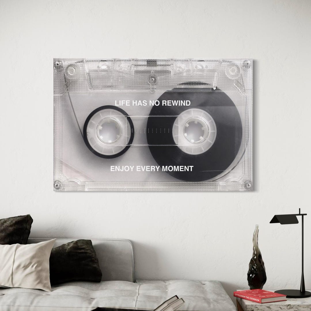 Life Has No Rewind Cassette Motivational Quote Canvas Wall Art | Poster ...