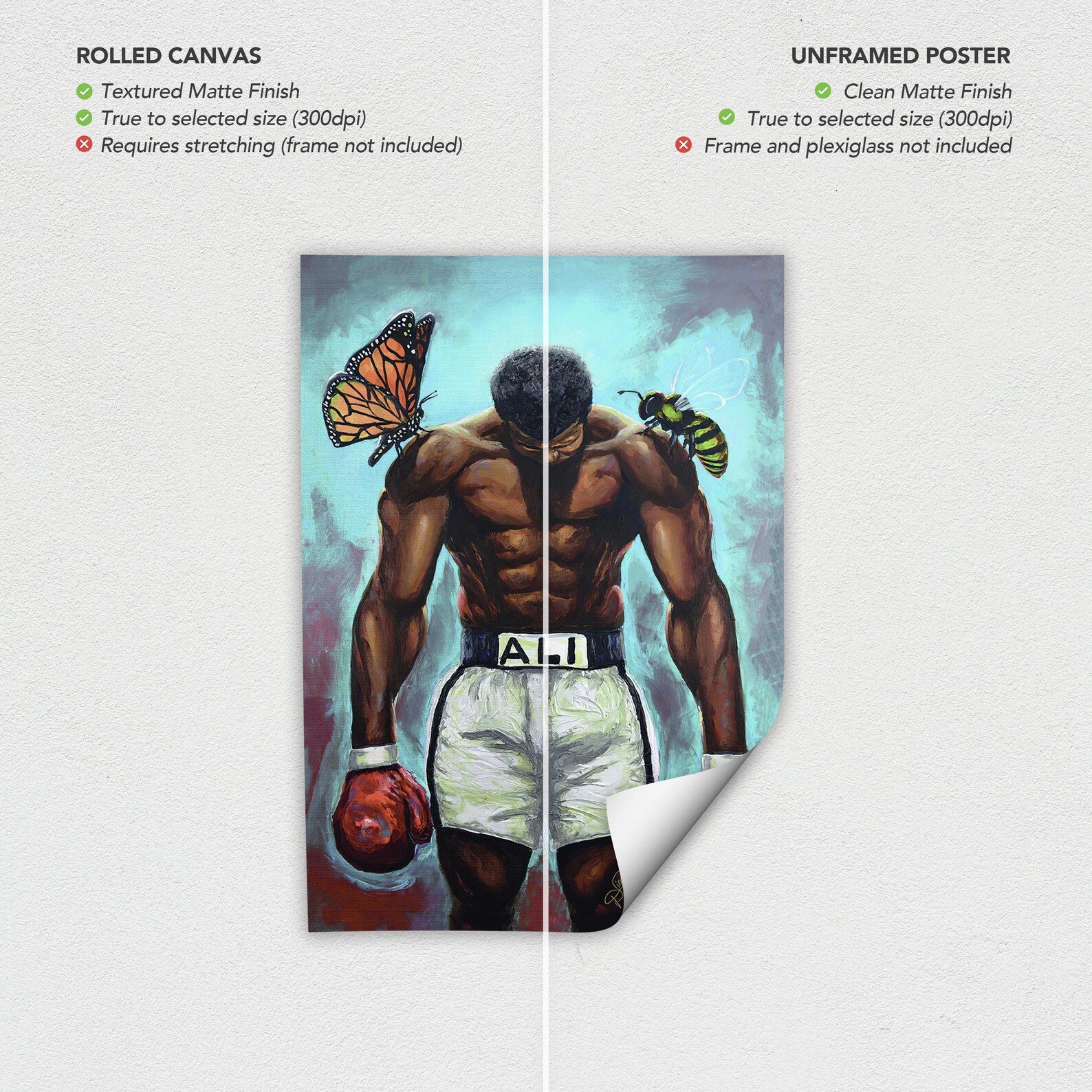 Muhammad Ali Float Like a Butterfly, Sting Like a Bee Boxing Canvas ...
