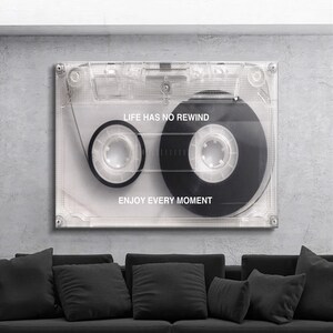 Life Has No Rewind Cassette - Motivational Quote Canvas Wall Art Poster ...