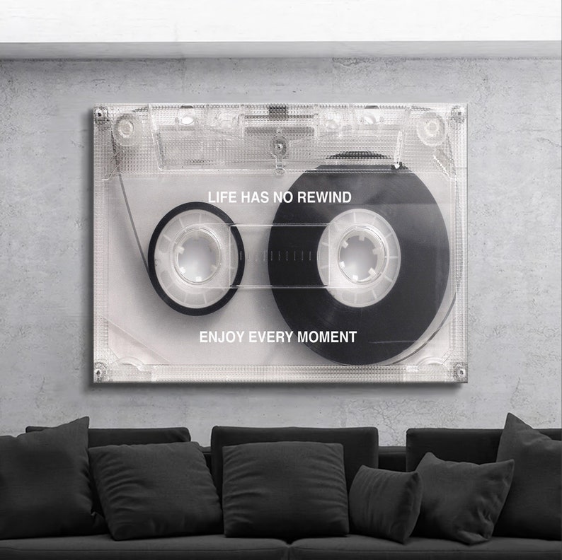 Life Has No Rewind Cassette Motivational Quote Canvas Wall - Etsy