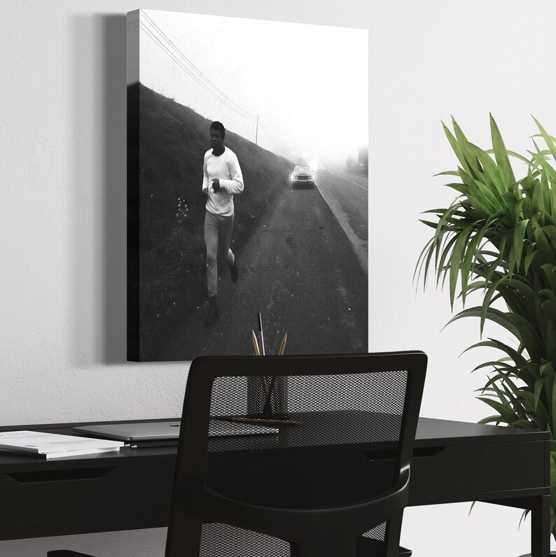 Muhammad Ali Running Along the Side of the Road Canvas Wrap, Boxing ...