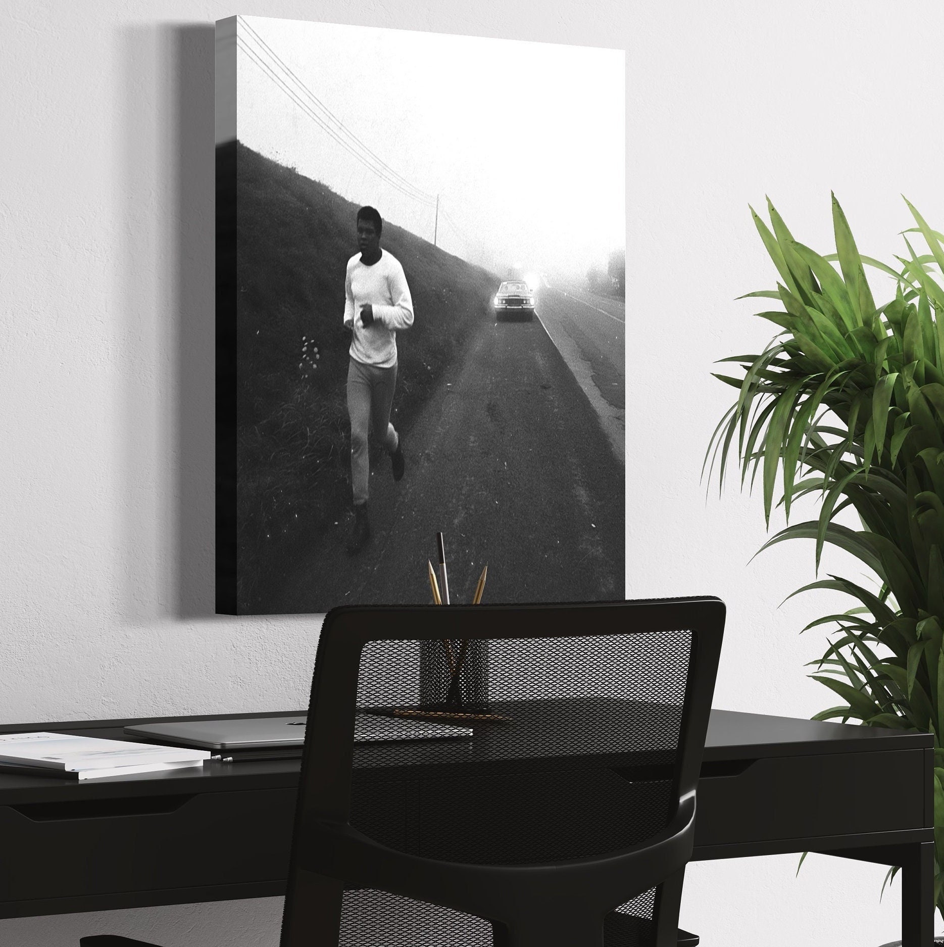 Muhammad Ali Running Along the Side of the Road Canvas Wrap - Etsy