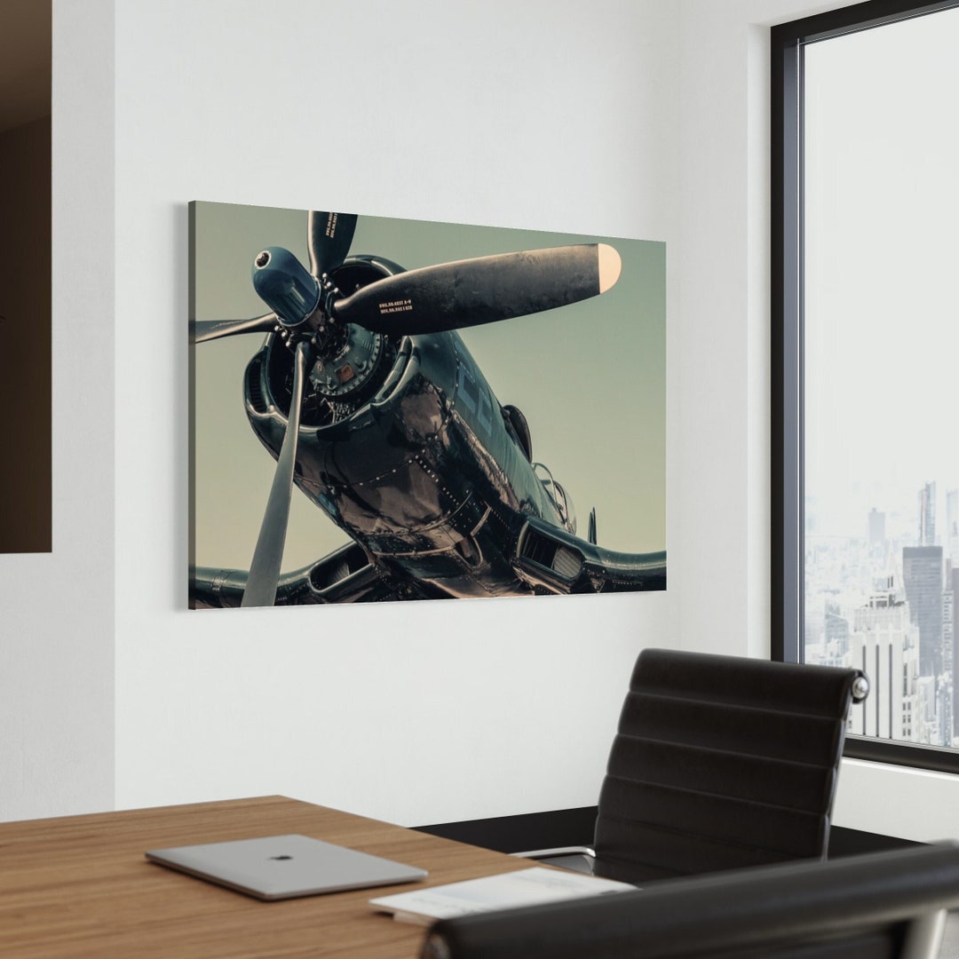 Propeller Head Vintage Old Airplane Canvas Wall Art | Poster Print ...