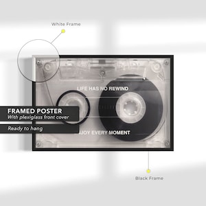 Life Has No Rewind Cassette - Motivational Quote Canvas Wall Art Poster ...