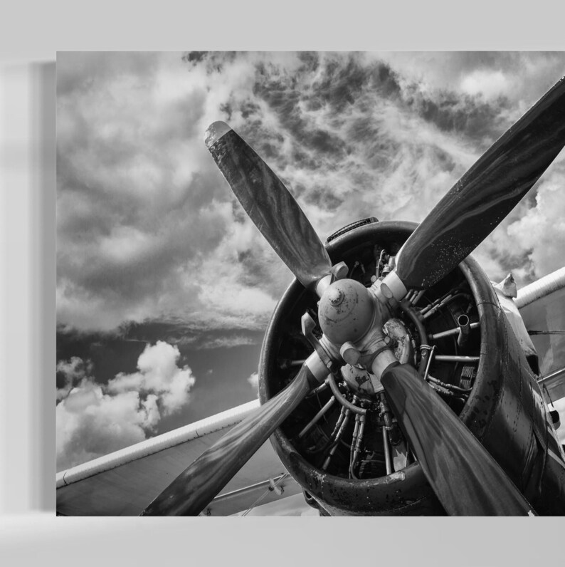 Avia Propeller Photo Art Black & White Aircraft Wall Art - Etsy