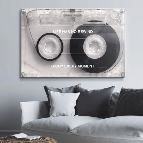 Life Has No Rewind Cassette Motivational Quote Canvas Wall - Etsy