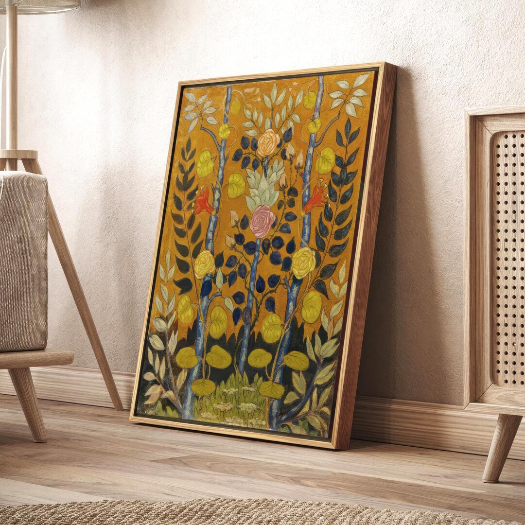 Vintage Rose Wall Art by Emile Bernard | Folk Art Flower Framed Canvas ...