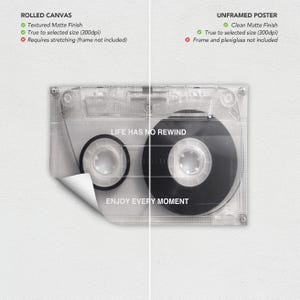 Life Has No Rewind Cassette Motivational Quote Canvas Wall Art | Poster ...