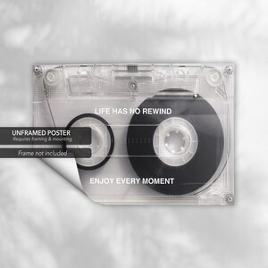 Life Has No Rewind Cassette - Motivational Quote Canvas Wall Art Poster ...