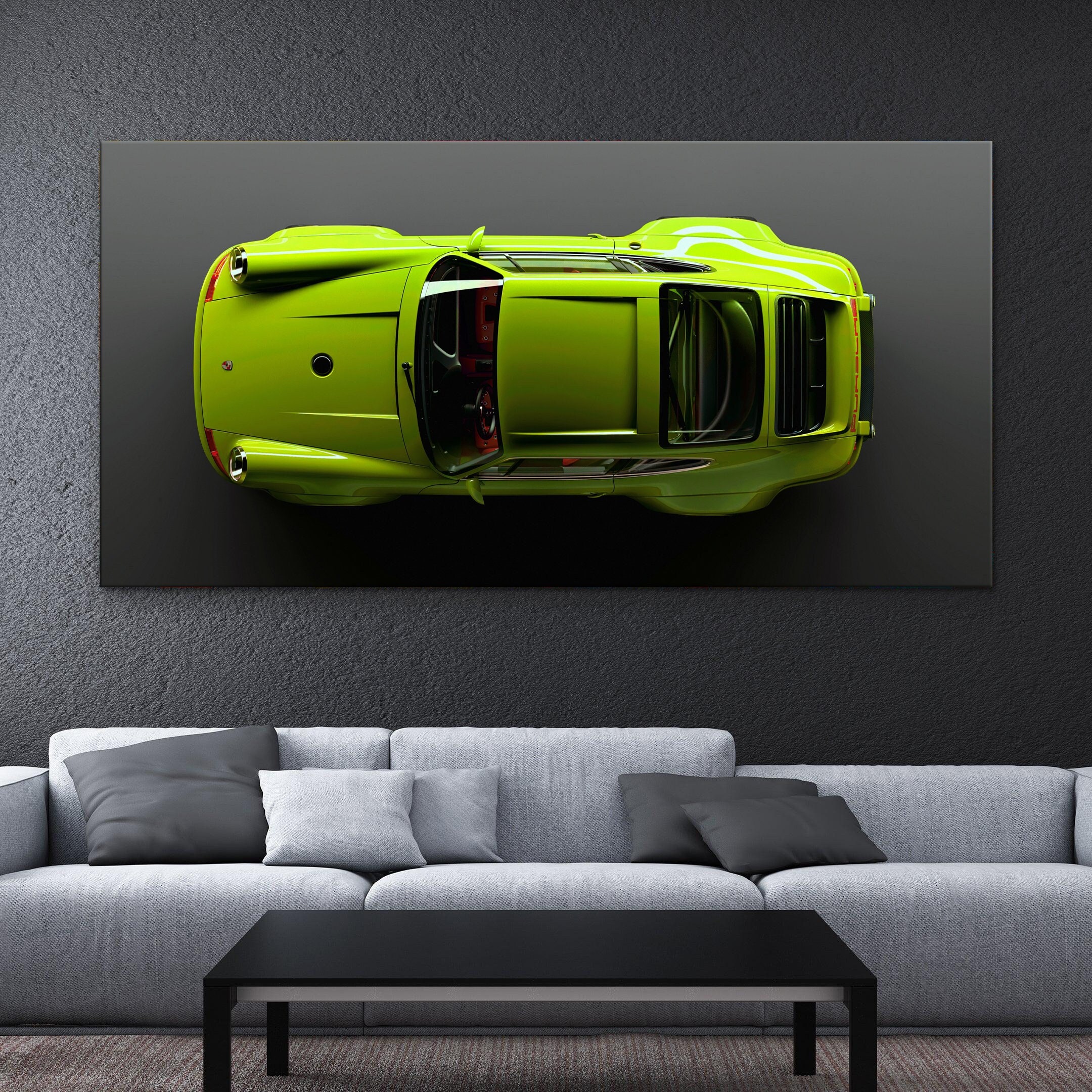 Light Green Porsche Sports Car Canvas / Poster Print Wall Art ...