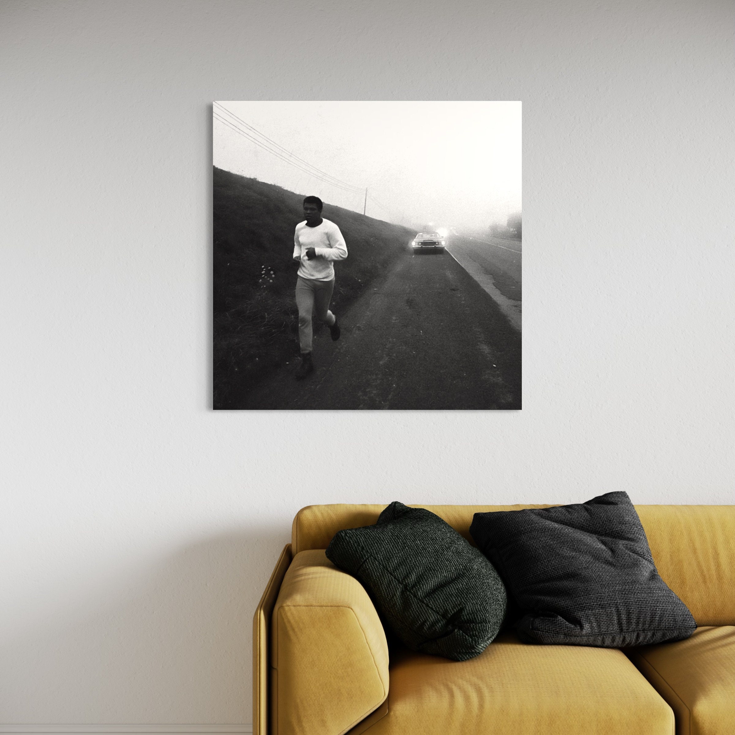 Muhammad Ali Running Along the Side of the Road Canvas / - Etsy