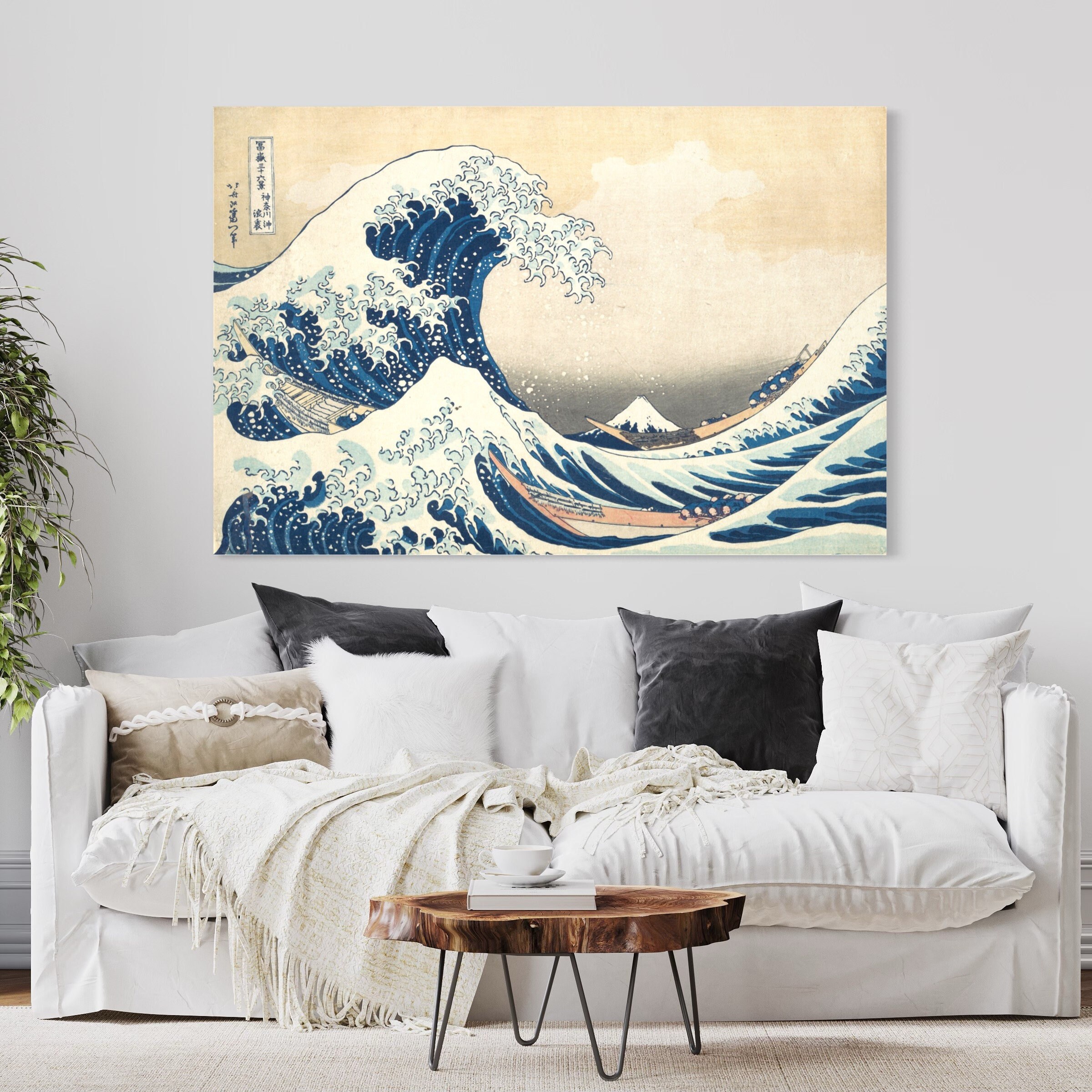 The Great Wave off Kanagawa Hokusai Canvas Wall Art Print / - Etsy