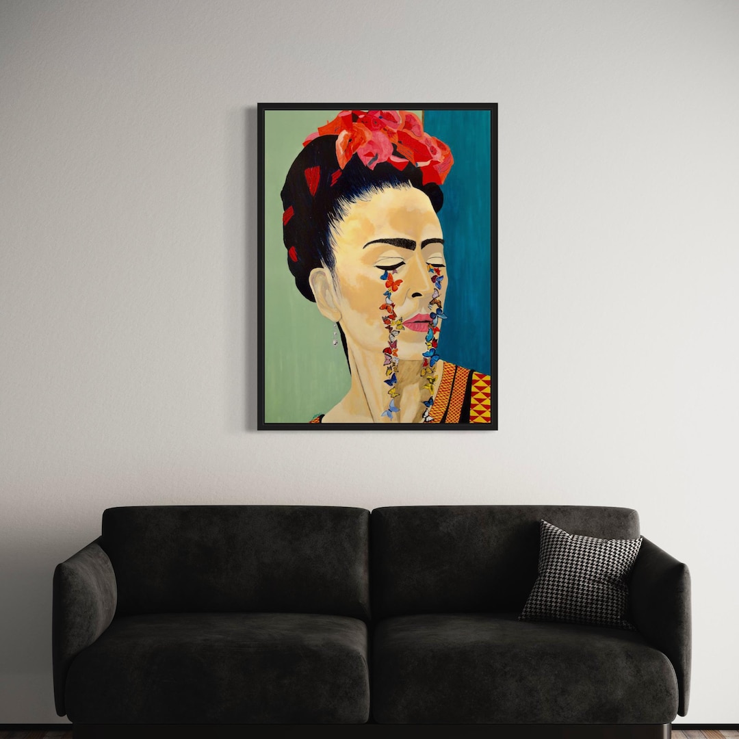 Frida Kahlo Butterfly Cry Canvas Wall Art | Poster Print Home Decor ...