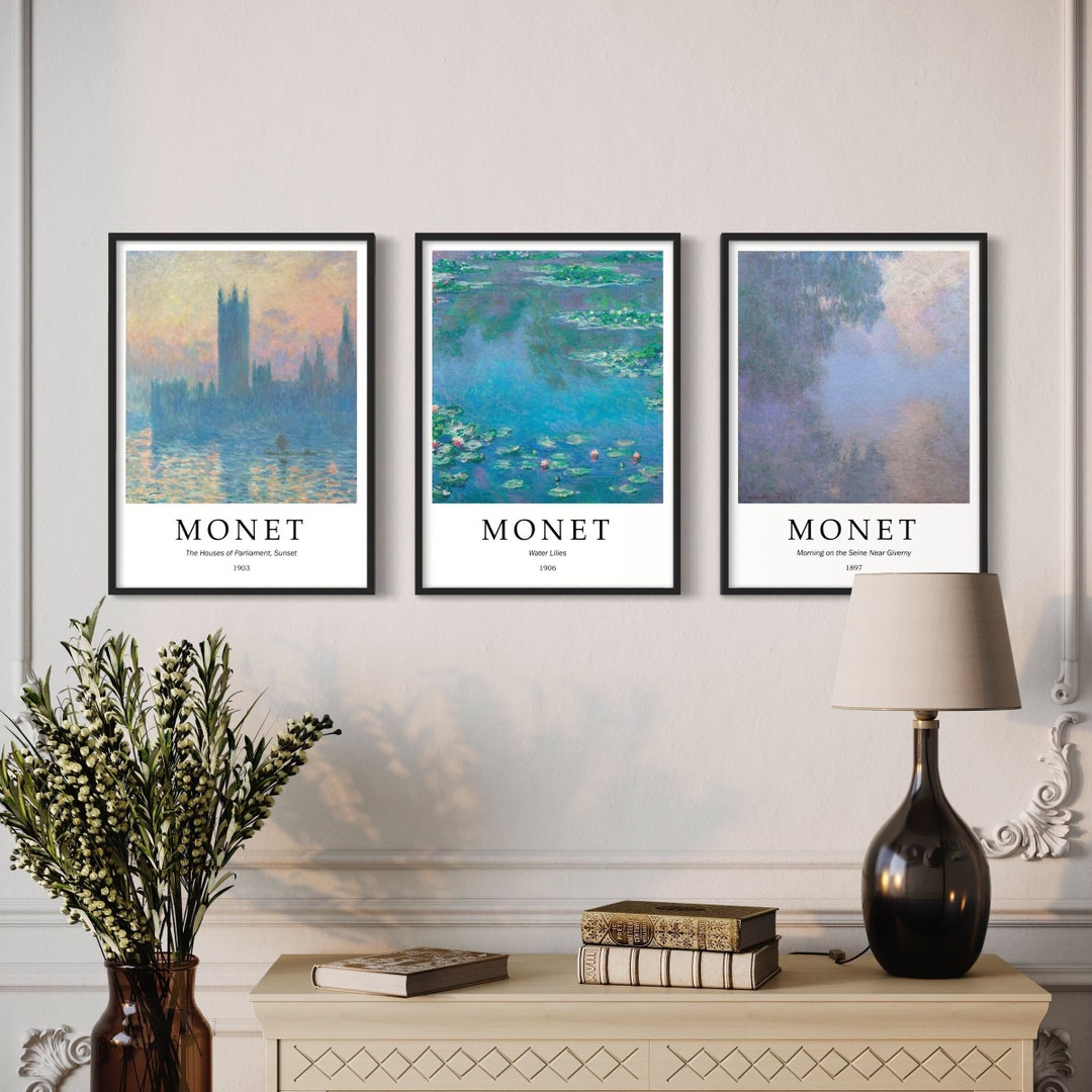 Claude Monet Set of 3 Canvas / Poster Prints, Impressionism Printable ...