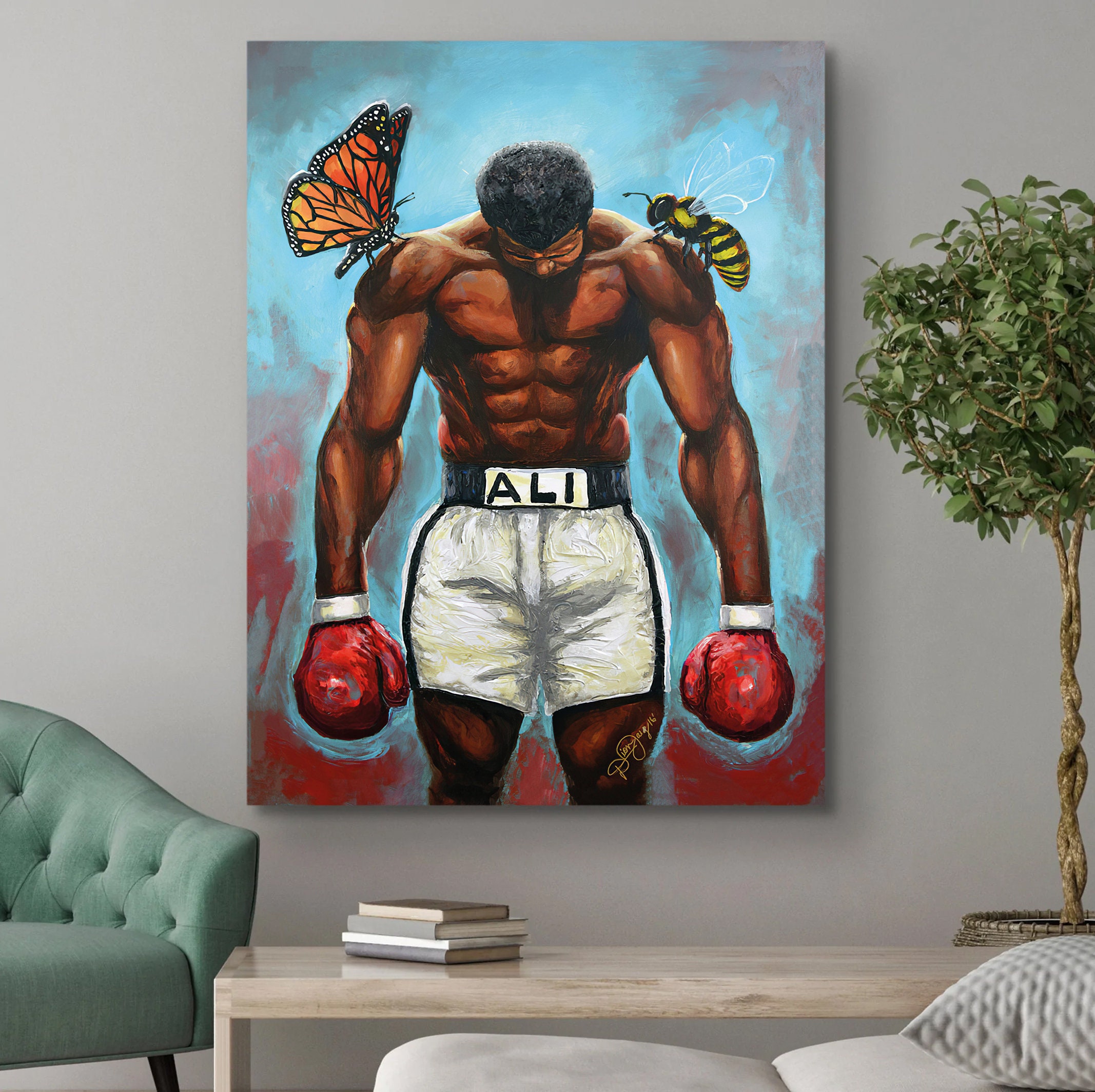 Muhammad Ali Float Like A Butterfly Sting Like A Bee Canvas Etsy