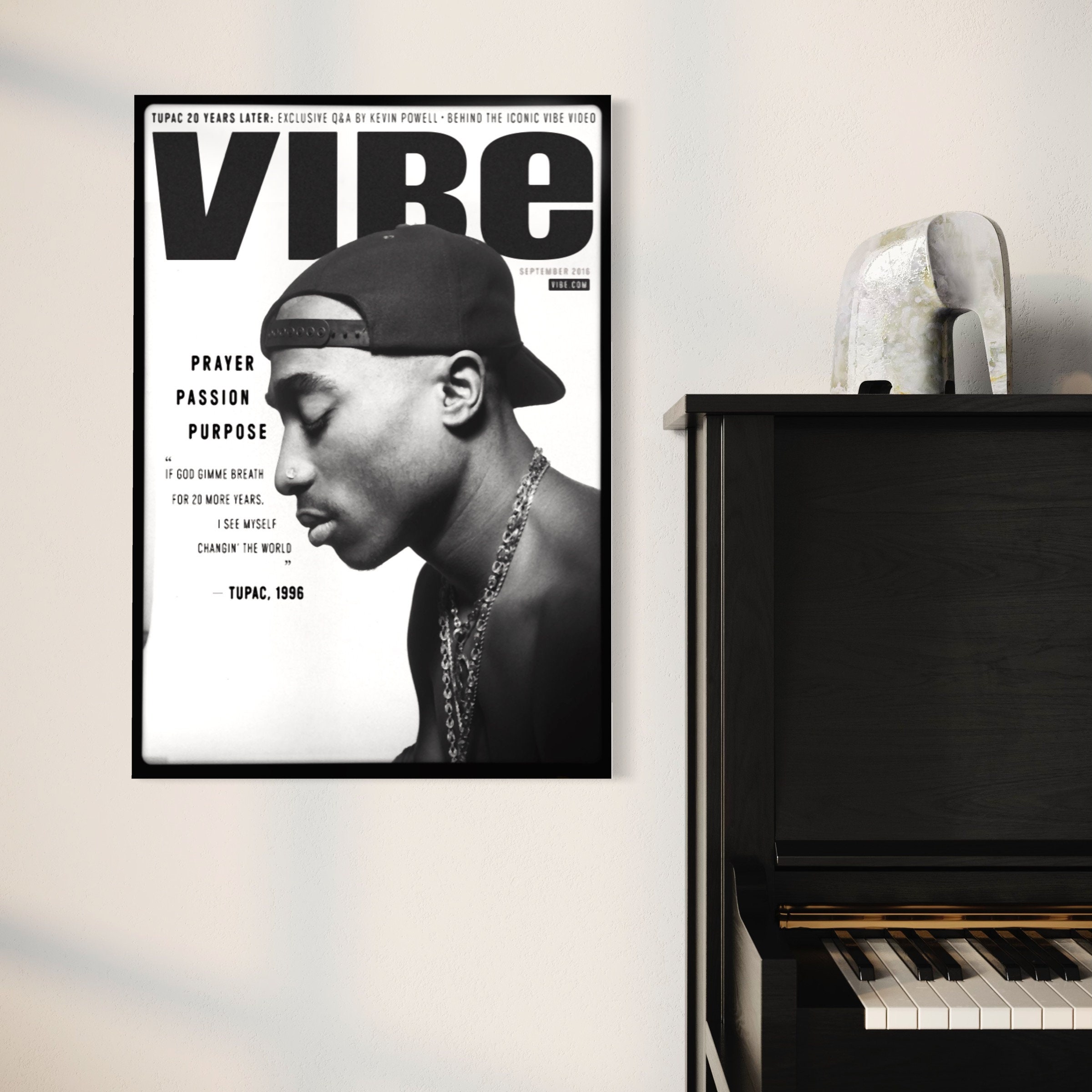 2PAC 'Prayer Passion Zweck' motivierend Rap Zitat Leinwand Wand Kunst ...