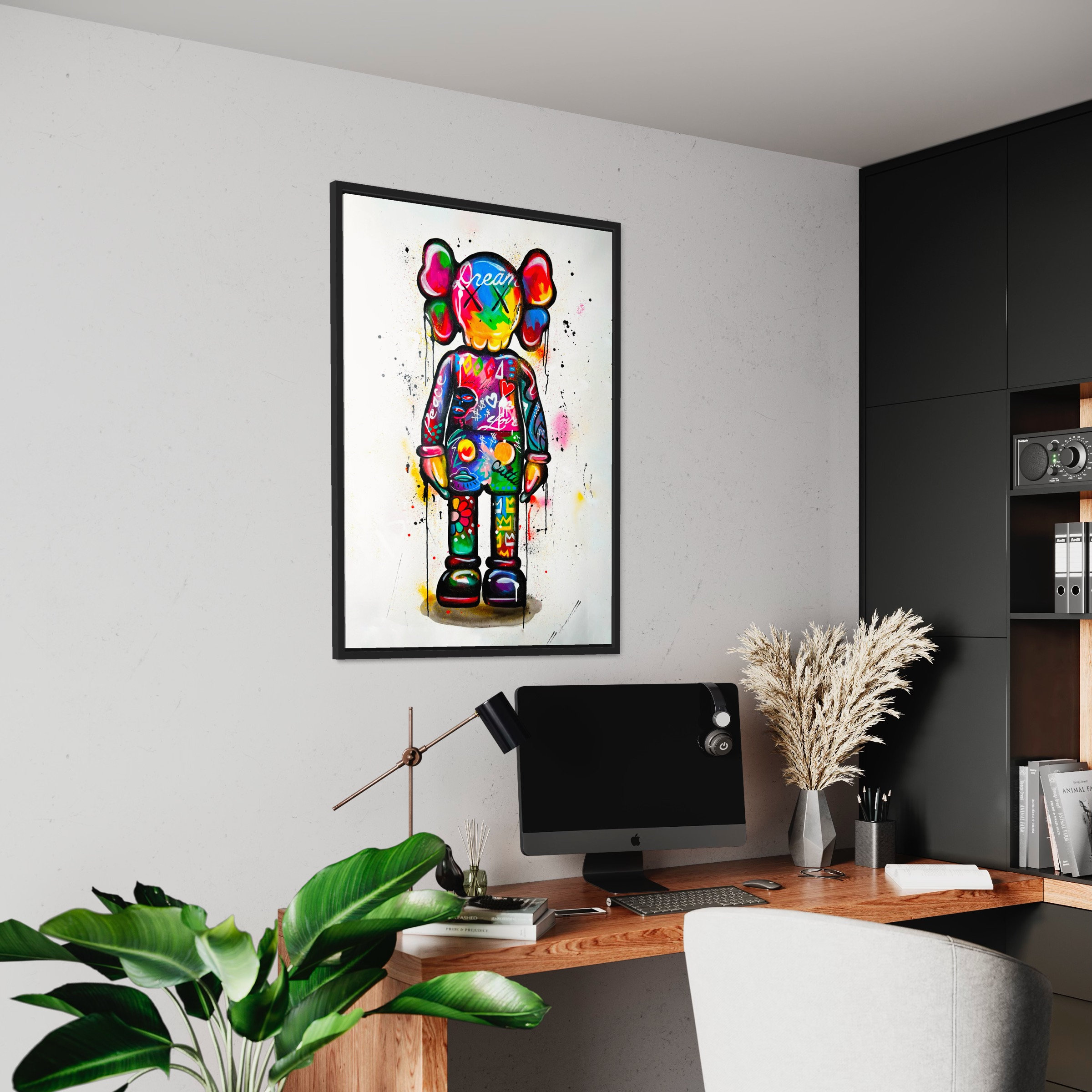 Kaws Companion Figure Canvas Wall Art / Kaws Colorful Graphic Poster ...